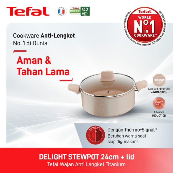 Delight Stewpot 24cm + Lid - Premium Cookware - tefal indonesia