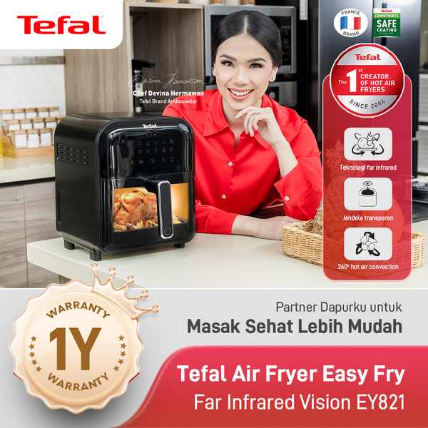 Air Fryer Easy Fry Infrared Window Black EY821 6L - tefal indonesia